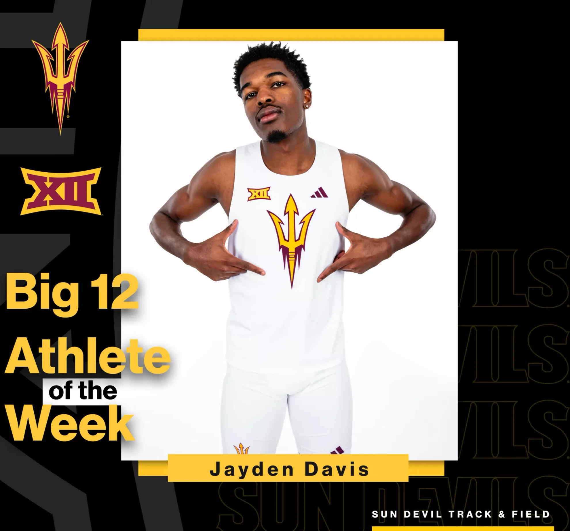 Jayden Davis Earns Big 12 Conference Men's Athlete of the Week - ASU ...